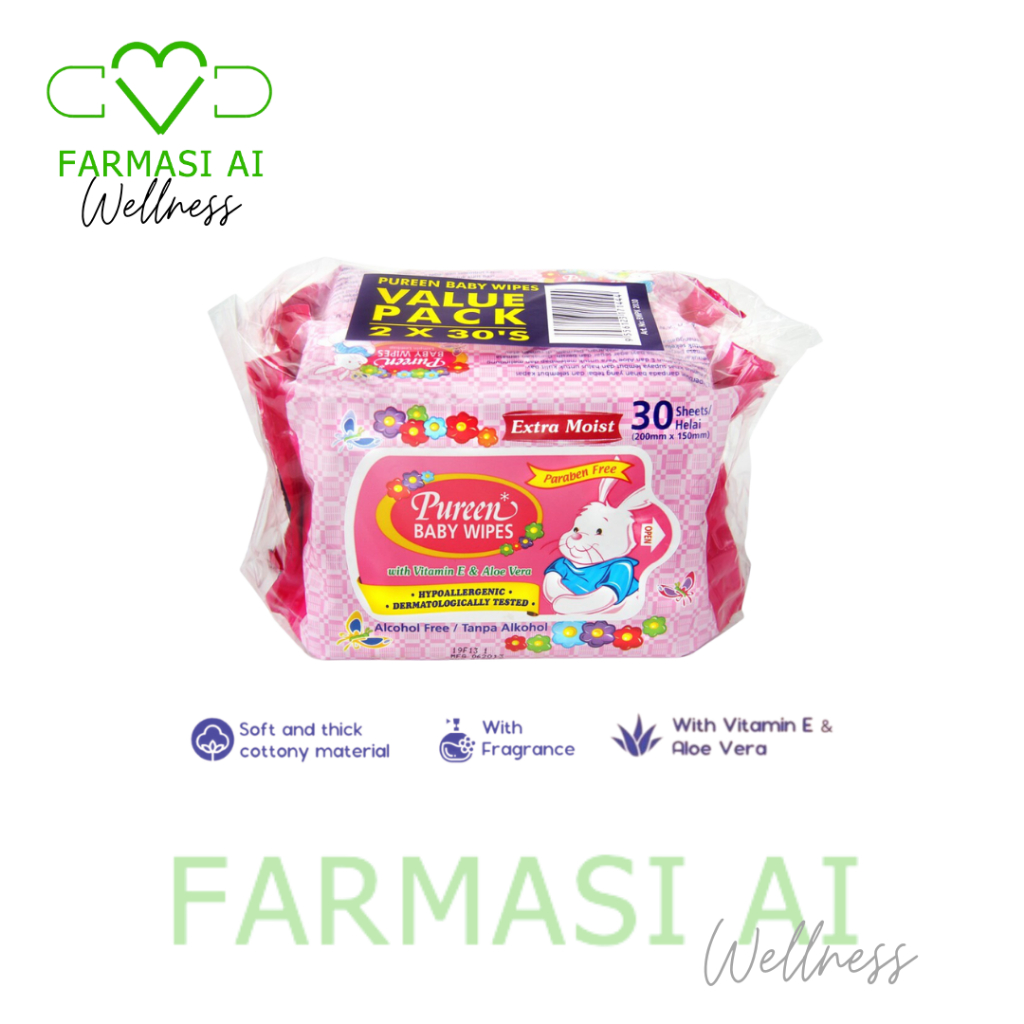 Pureen Baby Wipes Value Pack (Pink) 2x30s (Exp : 07/2025) | Shopee Malaysia