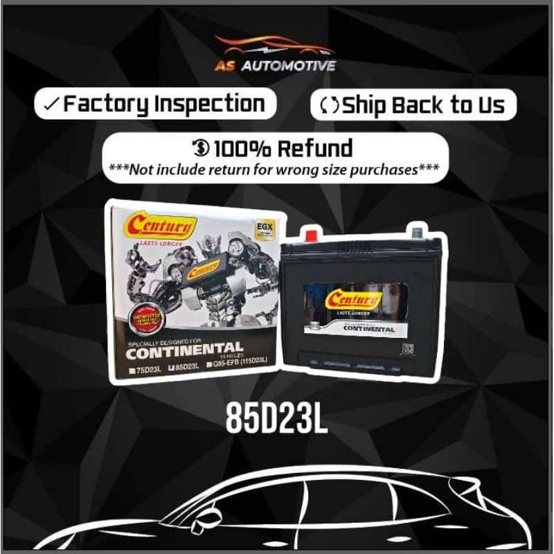 85D23L Battery CENTURY CONTINENTAL Car Battery - Camry Bateri Kereta ...