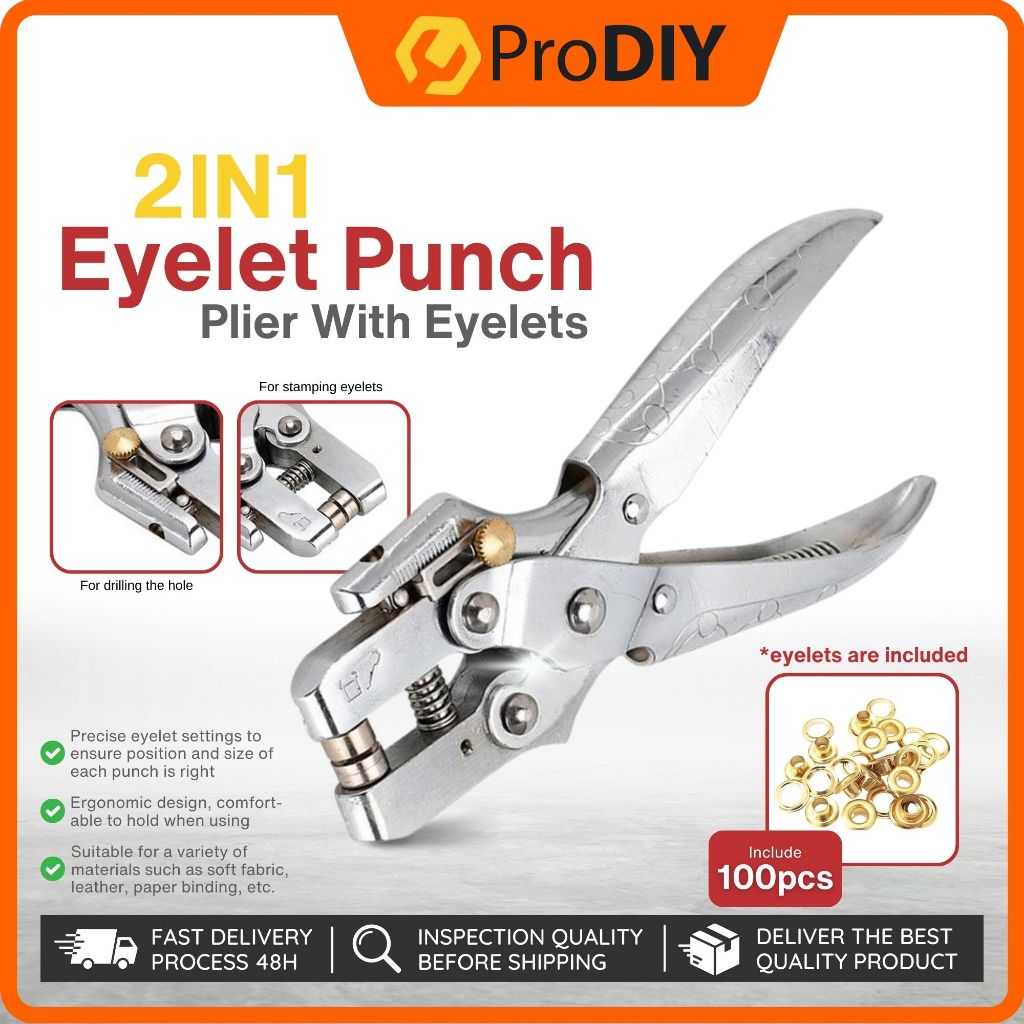 Multifunction 2 in 1 Eyelet Punch Plier Hole Punch With 100pcs Eyelets ...