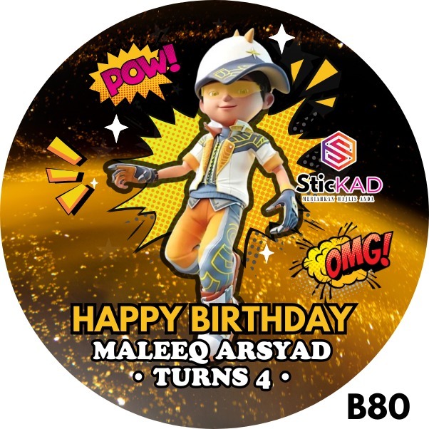 Goodies Birthday Packaging Party Sticker Boboiboy Ultimate Yellow ...