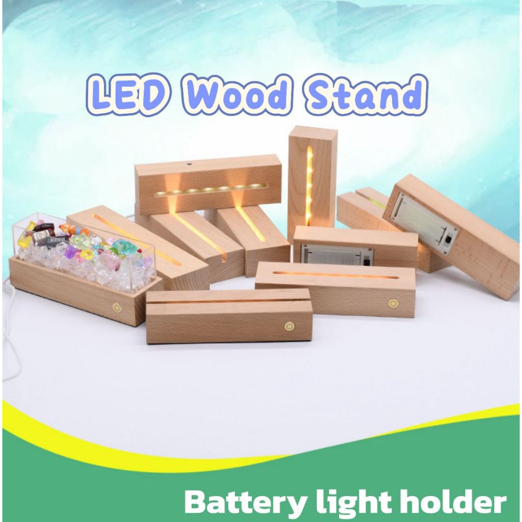 Acrylic Led Decorative Light Holder/Wood Stand/Display Wood/15cmx3cm ...