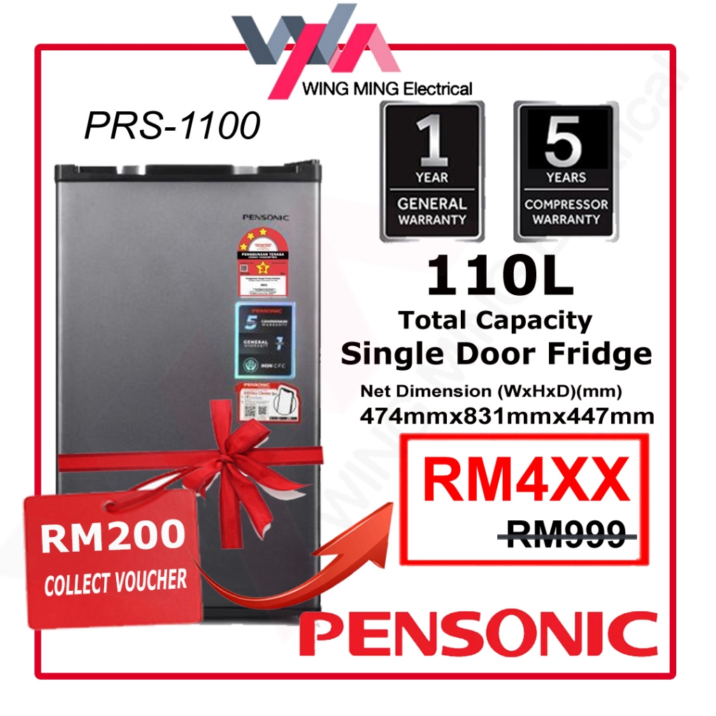 Pensonic 110L Mini Bar Refrigerator 1 Door/Peti Ais 1 Pintu (PRS-1100 ...