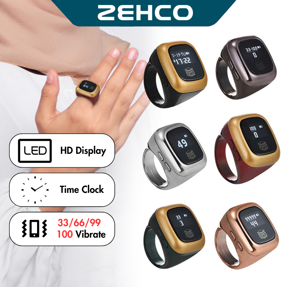 Digital Tasbih 33/100 Vibrate Date Clock OLED Display Rechargeable ...