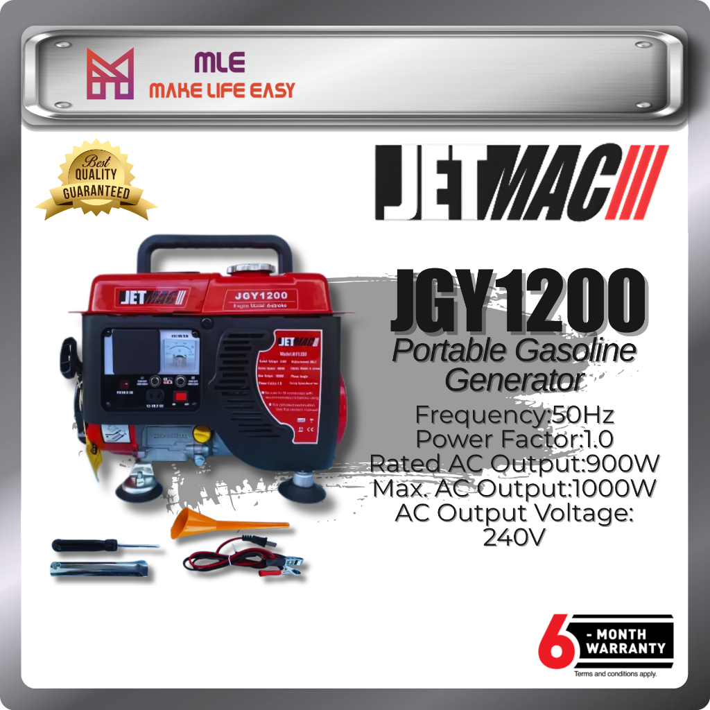 EUROX/JETMAC 1000W 4 Stroke Gasoline Generator JGY1200 | 6 Months Warranty | Shopee Malaysia
