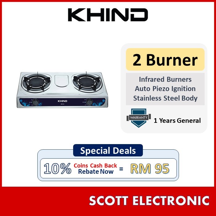 KHIND 2 BURNER INFRARED GAS COOKER IGS1516 | Shopee Malaysia