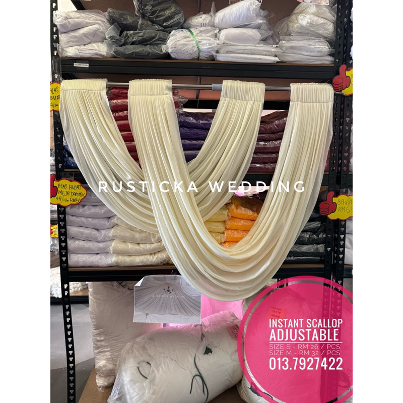Readymade Siap Jahit Instant Scallop Drapping Drape Wedding Decoration ...