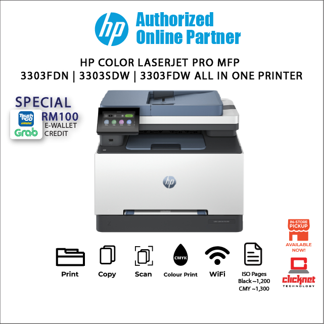 HP Color LaserJet Pro MFP 3303fdn/3303fdw All in one Printer | Shopee ...