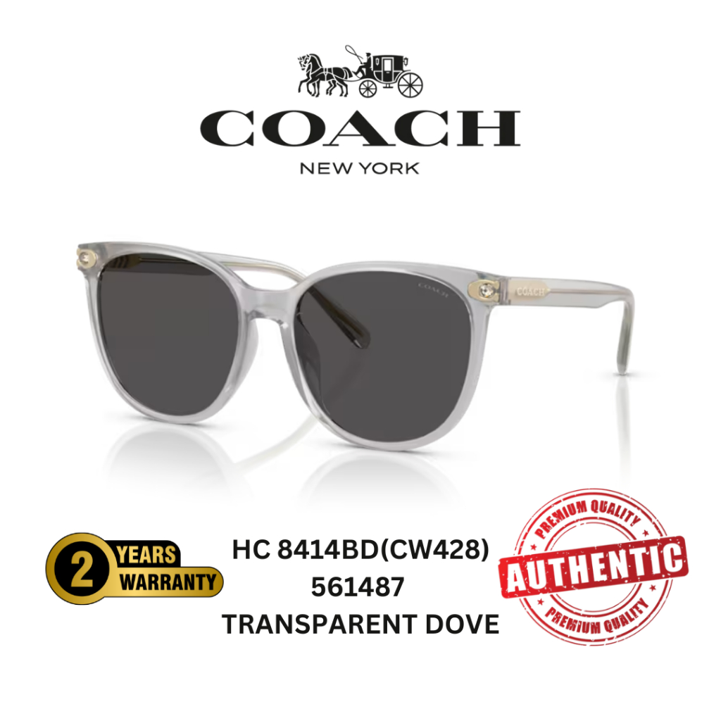 COACH Woman Sunglasses HC8414BD 561487 Transparent Dove (Original)(2 ...