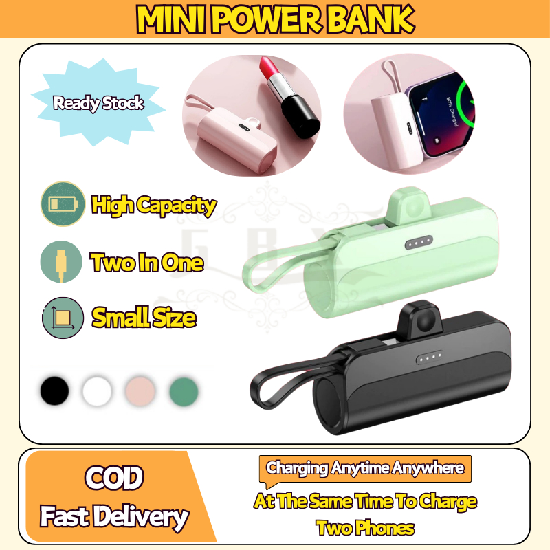 COD 2 IN 1 Mini Power Bank Portable Fast Charging Full Capacity 2500MAH ...
