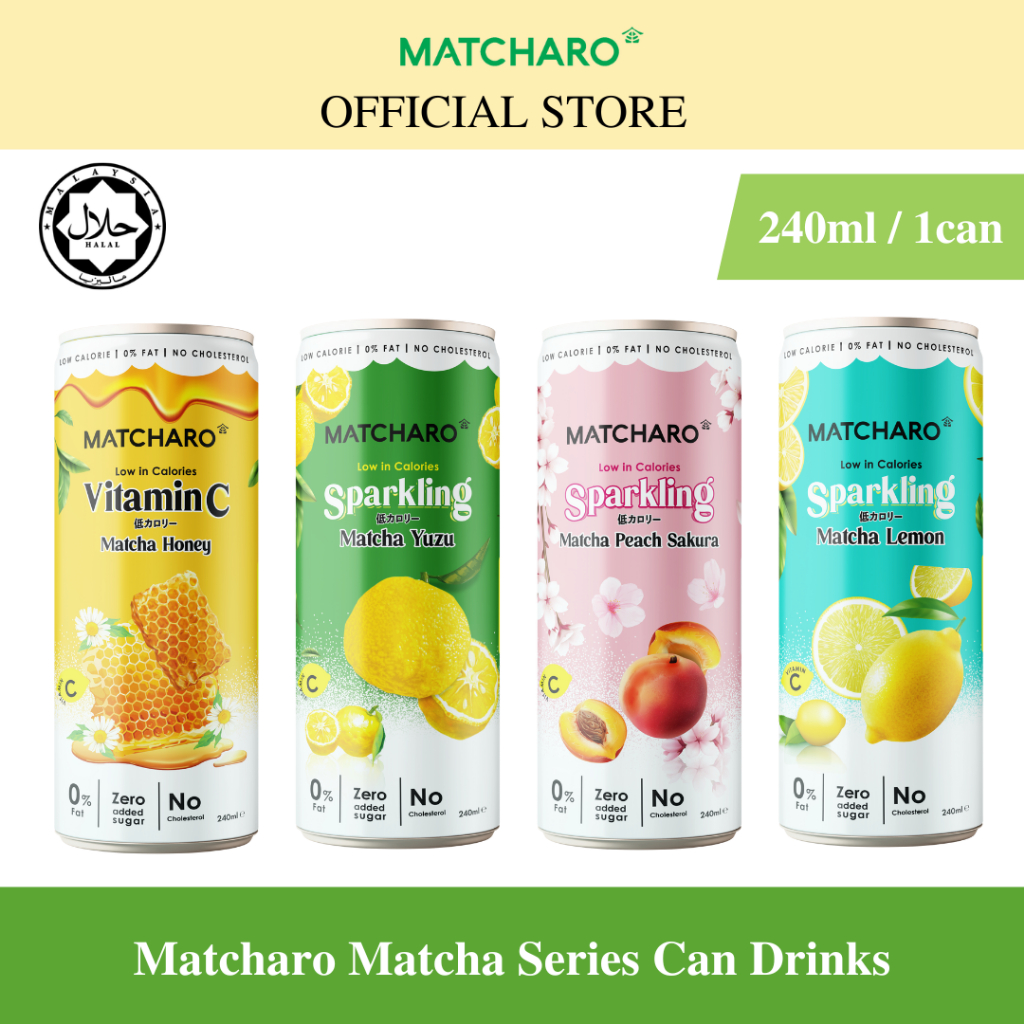 [HALAL] Matcharo Sparkling Drinks (240ml) - Honey / Yuzu / Peach Sakura ...