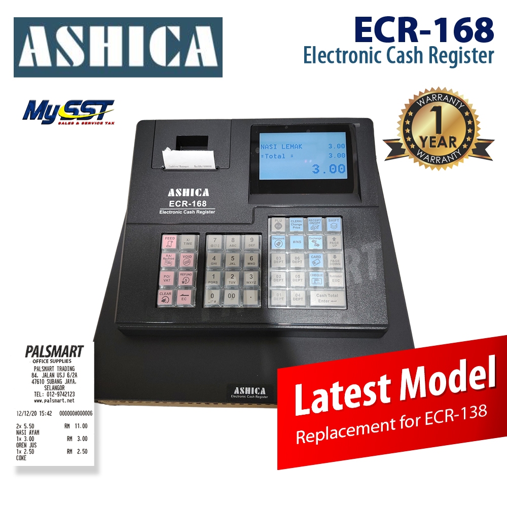 Ashica ECR168 Cash Register Machine Mesin Cashier | Shopee Malaysia
