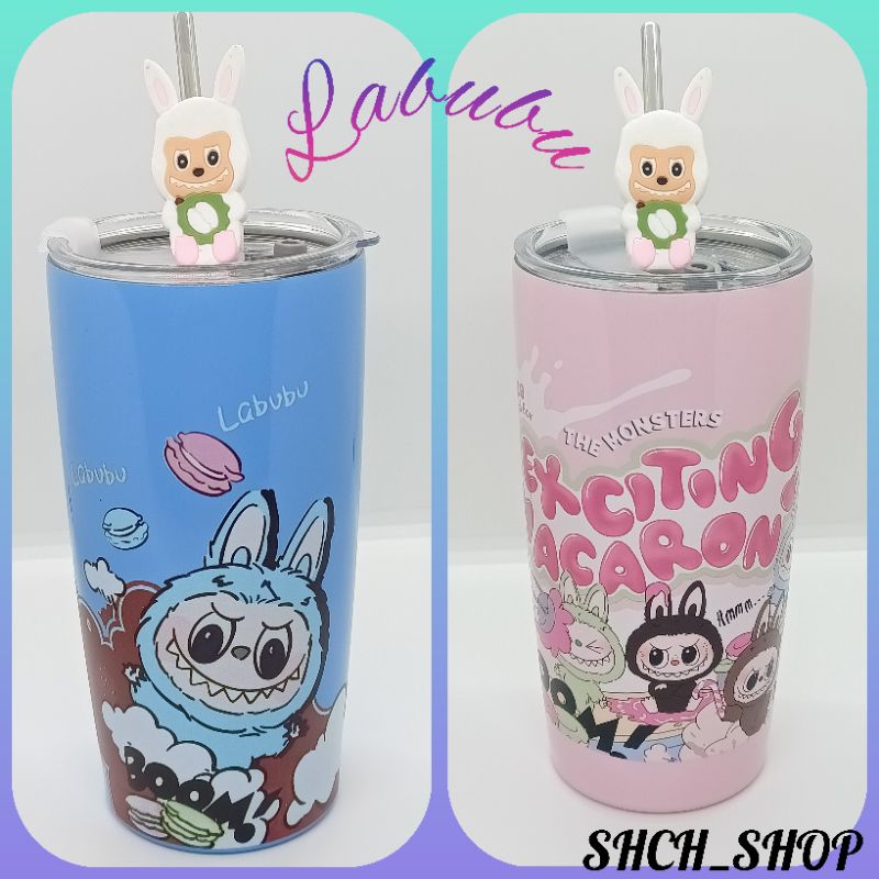 labubu cute cartoon stainless steel thermos cup straw water cup car cup ...