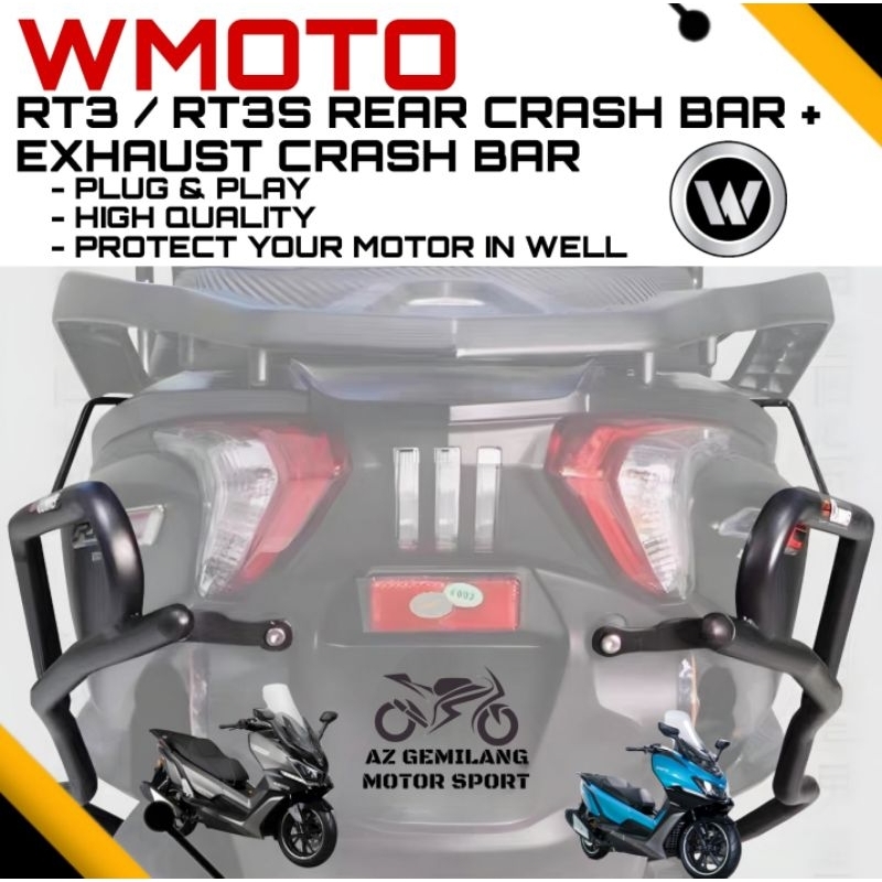 WMOTO RT3 RT 3 RT3S RT3 S HIGH QUALITY REAR CRASH BAR + EXHAUST CRASH ...