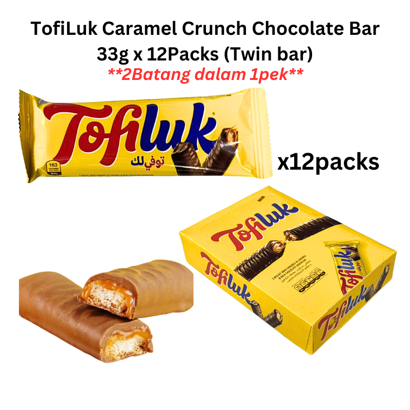 *Halal* Tofiluk Caramel Crunch Chocolate bar 33g x 12Packs x 2sticks ...