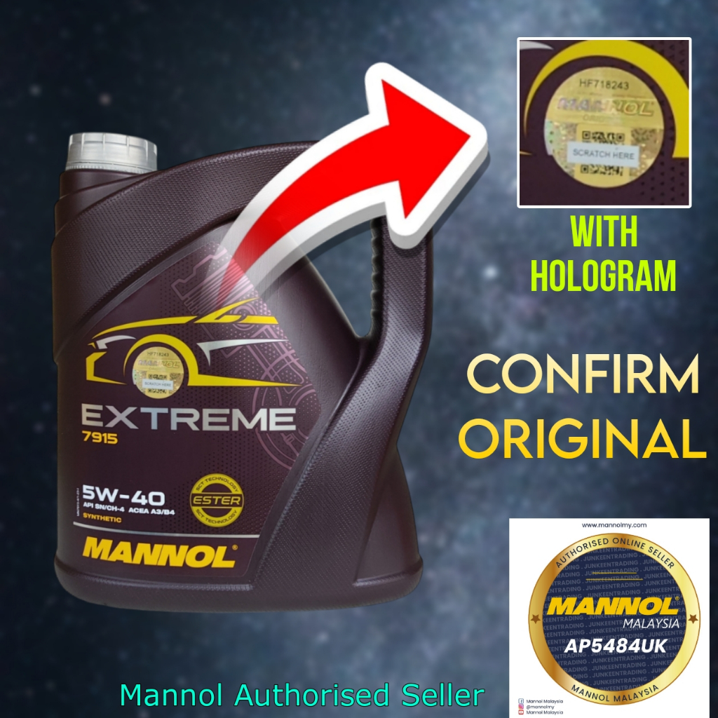 4L MANNOL 7915 Extreme 5W-40 5W40 Synthetic Engine Oil + Ester | API SN ...