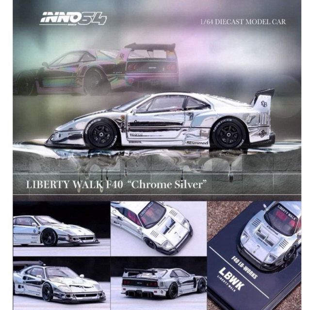 Inno Models Inno64 1/64 Liberty Walk Ferrari F40 - Chrome Silver (Hobby ...