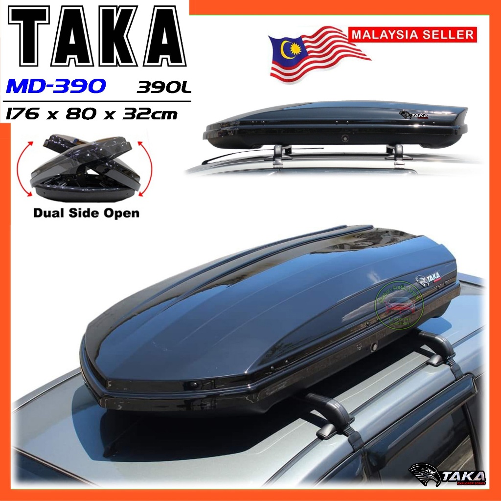 TAKA MD-390 Car Roof Box [Explorer Series] [L Size] [Glossy Black ...