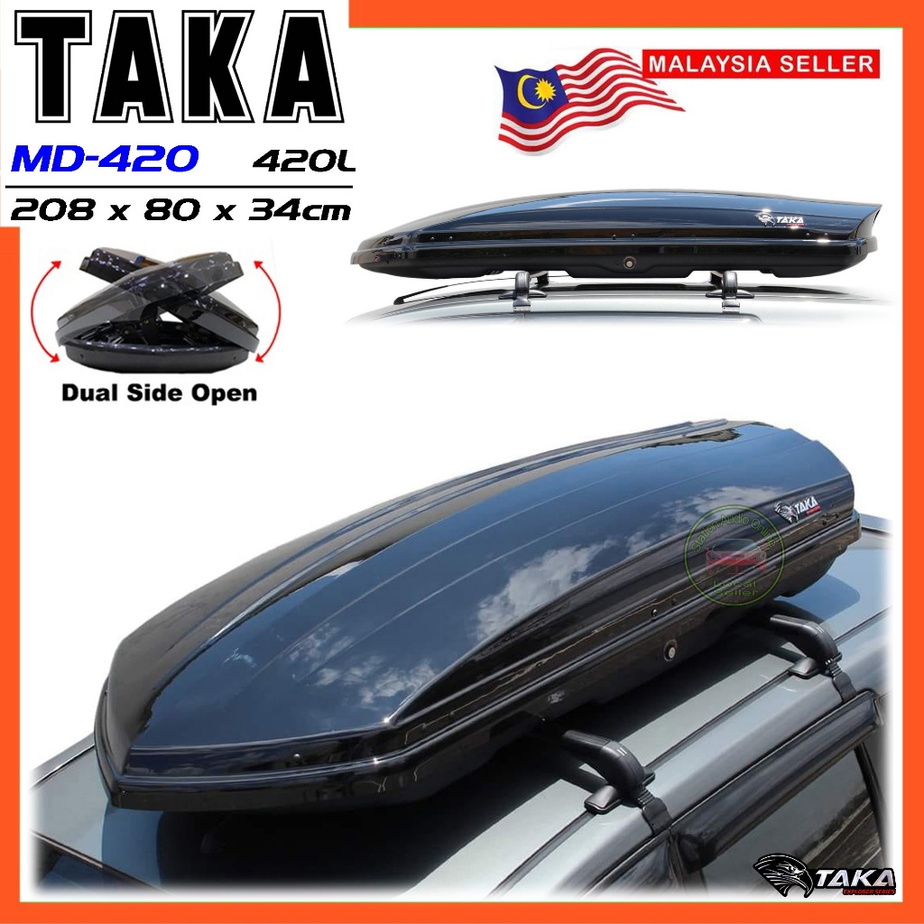 TAKA MD-420 Car Roof Box [Explorer Series] [XL Size] [Glossy Black ...