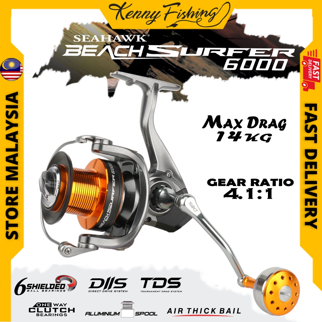 SEAHAWK BEACH SURFER BS 6000 REEL MESIN PANCING SPINNING SURF REEL ...