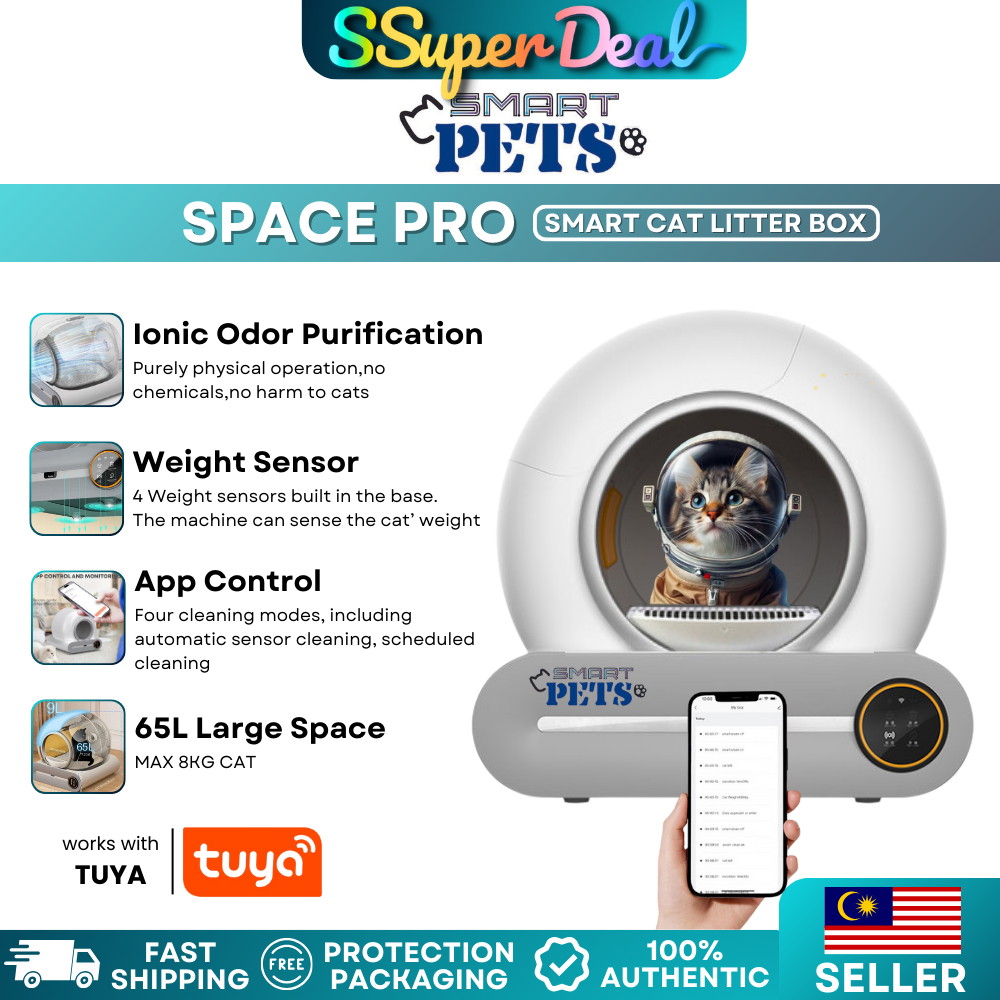 SmartPets Space One Automatic Cat Litter Box 65L Self Cleaning | Shopee Malaysia