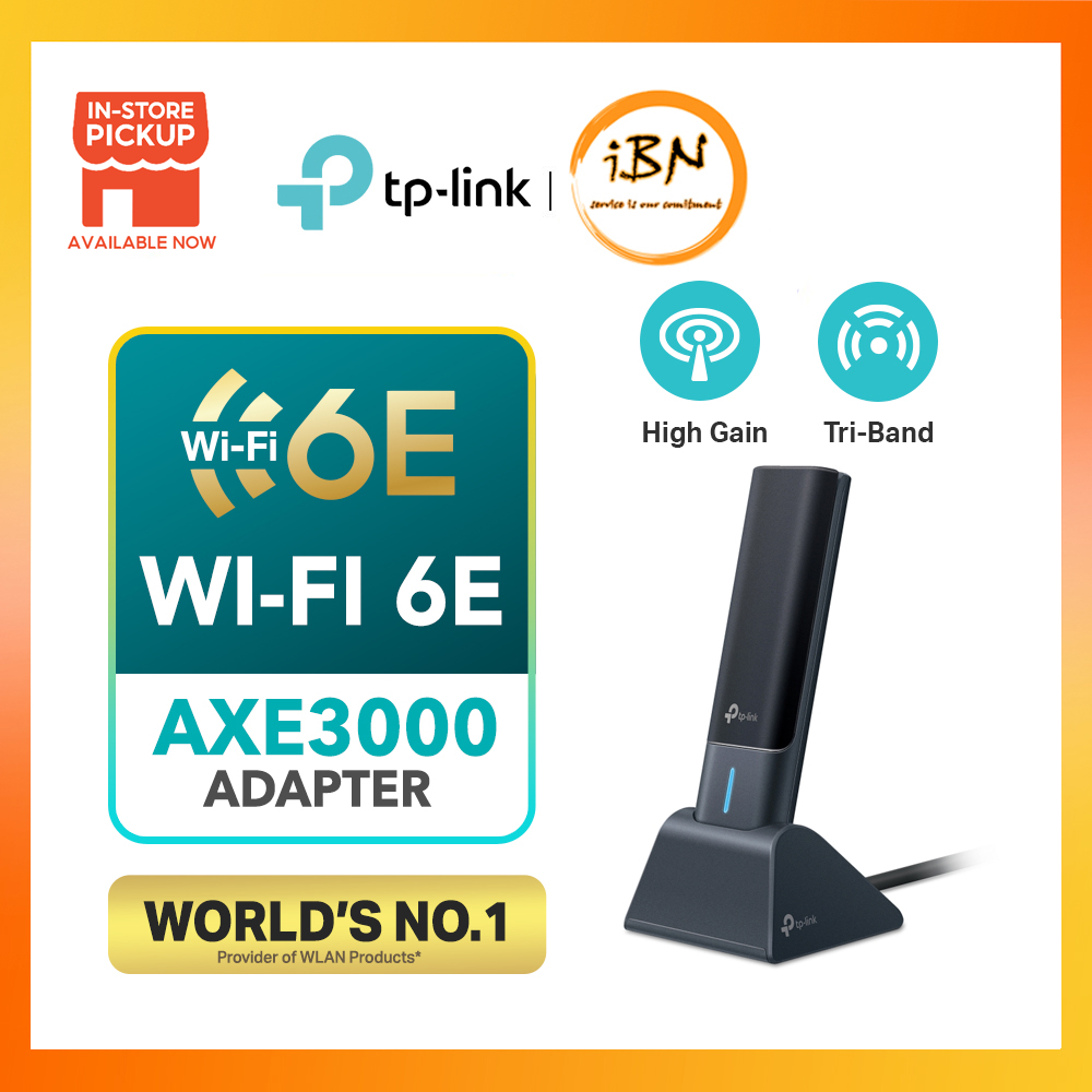 TP-Link AXE3000 WiFi 6E High Gain Wireless Tri-Band USB 3.0 Adapter For Desktop & Laptop Archer ...