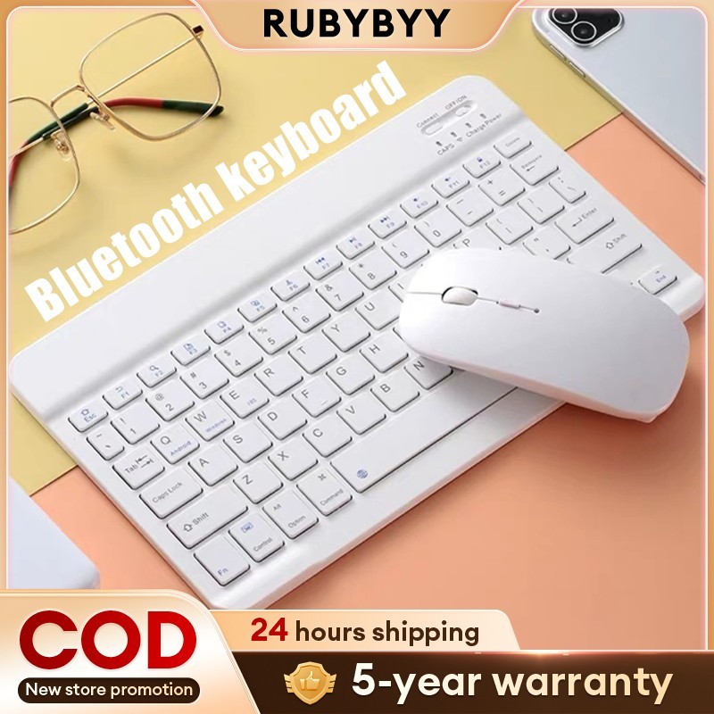 Wireless Keyboard and Mouse Set Universal Bluetooth 10 inch Mini Slim ...