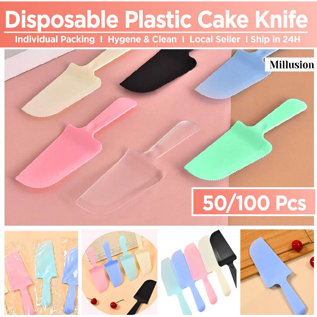 [100Pcs] Plastic Cake Knife Individual Packing Disposable Plastic Knife ...