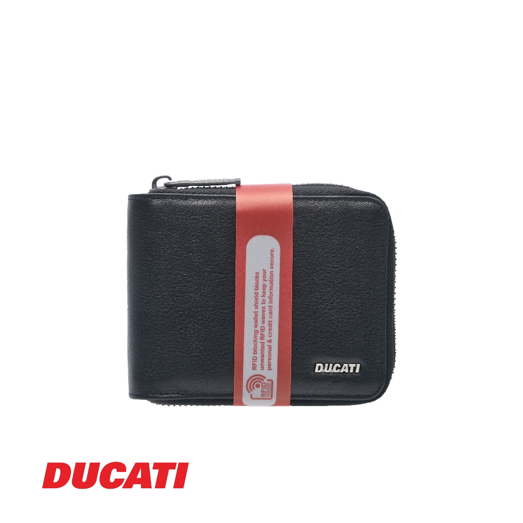 Ducati Men RFID Protected Credit Card Zip Leather Wallet ...