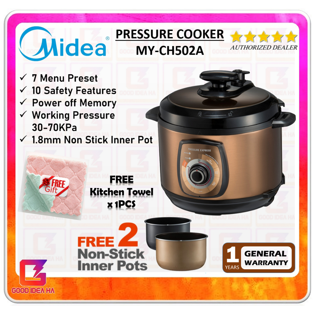 MIDEA ( MY-CH502A / MYCH502A ) PRESSURE COOKER 7 PRESET MENU WITH DUAL INNER POT 5.0L | Shopee ...