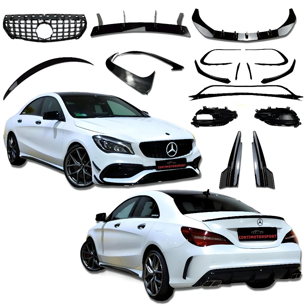 W117 CLA45 CANARD LIP SPLITTER GT GRILE SPOILER AMG MERCEDES KELAS BODY ...