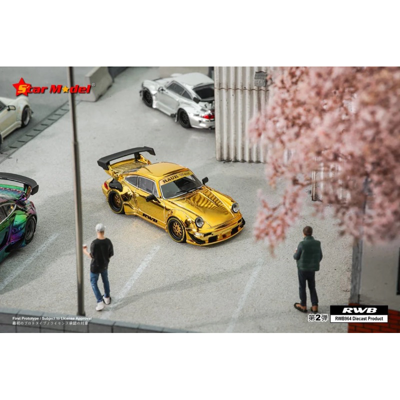 CR Star 1:64 Gold RWB 911 993 GT Racing Sports Model Diecast Metal Car ...