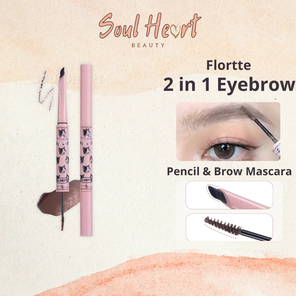 【Readystock】Flortte 2 in 1 Eyebrow Pencil Brow Mascara Waterproof 花洛莉亚双头刀锋眉笔染眉膏自然防水野生眉 | Shopee ...