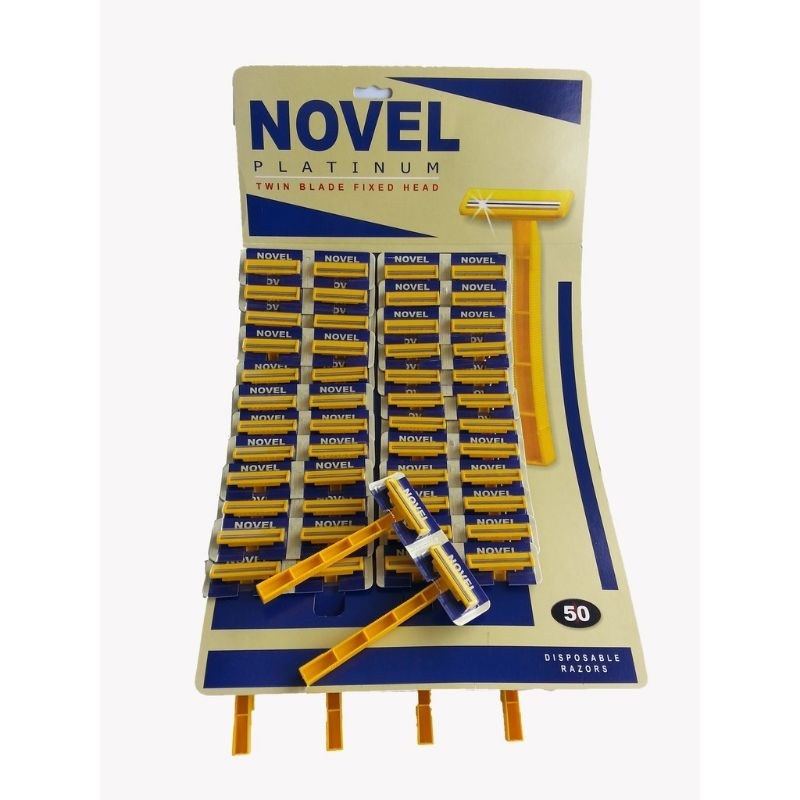 NOVEL PLATINUM Twin Blade Fixed Head Razor Pisau Cukur (1 Card x 50 ...