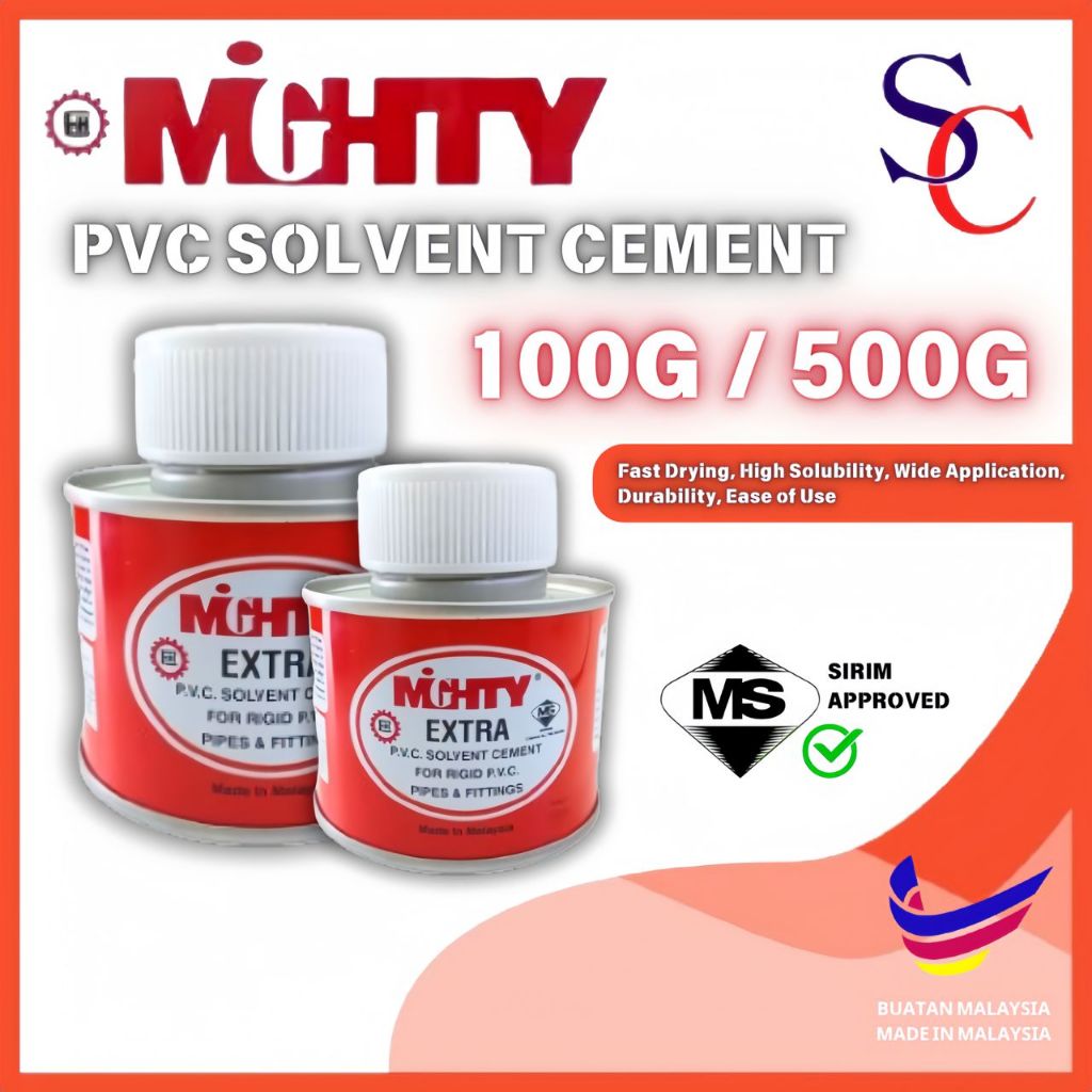 MIGHTY EXTRA PVC SOLVENT CEMENT GUM 100G & 500G / MIGHTY PVC GUM / PVC ...