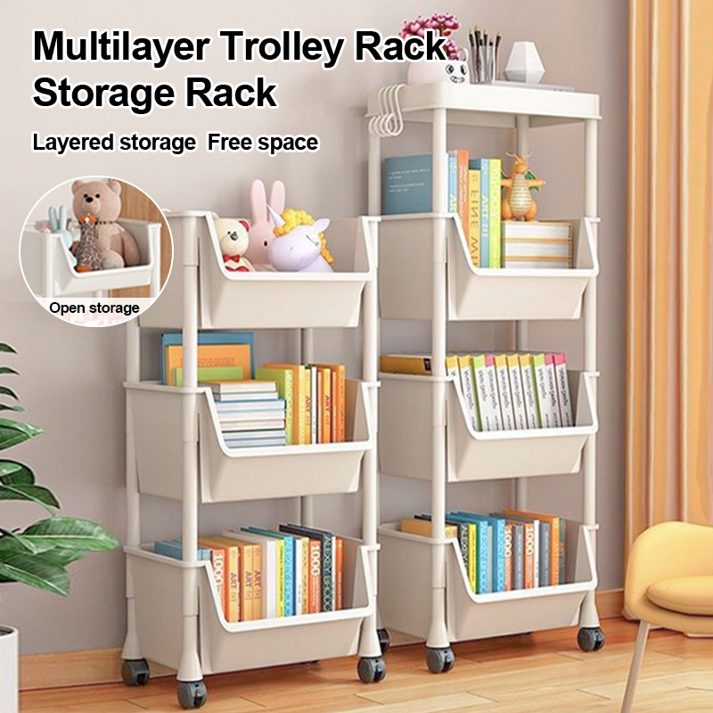 2/3/4/5 Tier Trolley Home Storage Rack Kitchen Storage Rack Trolley ...
