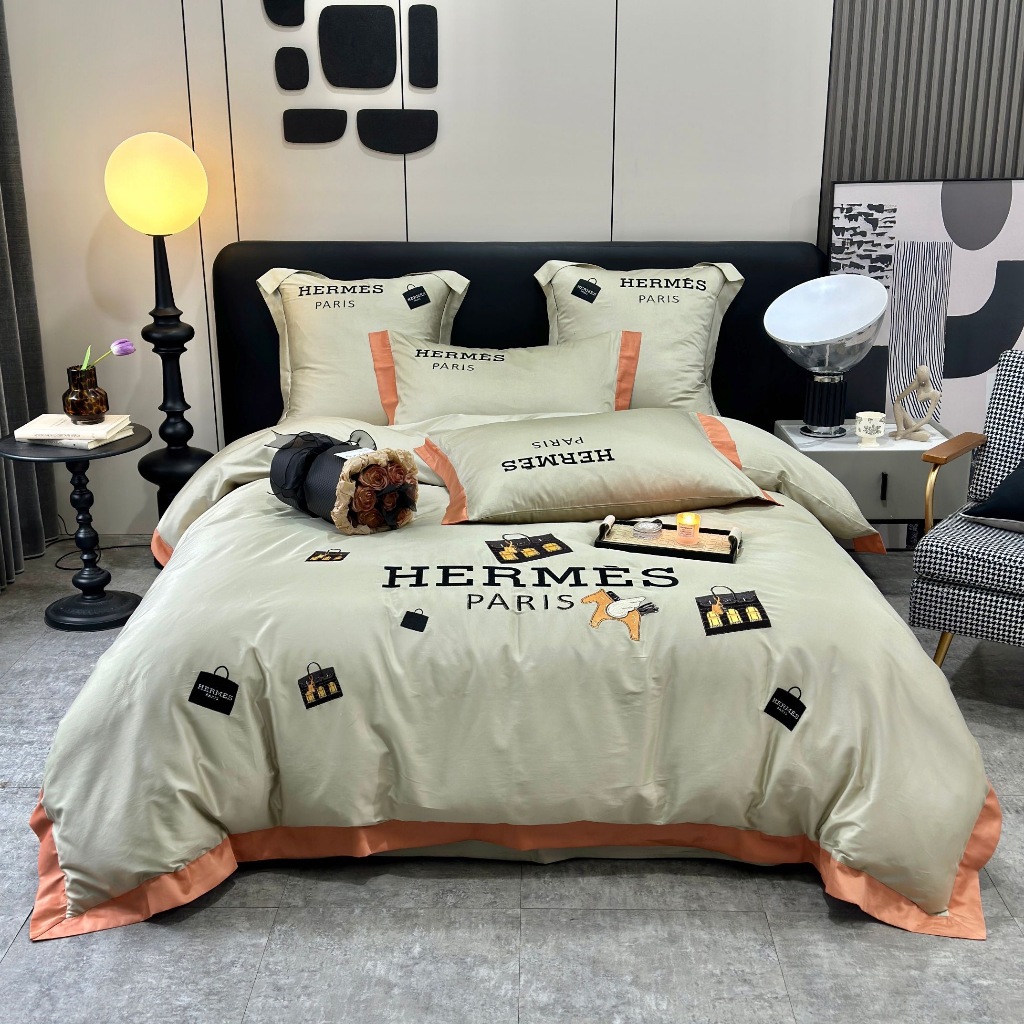 Premium Luxury Branded Logo Design Fitted Bed Sheet Egyptian Cotton Material Cadar Getah Keliling Murah Queen Size Set Shopee Malaysia