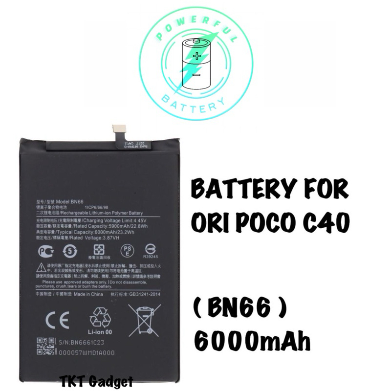 Battery For Ori Poco C40 ( BN66 ) 6000mAh | Shopee Malaysia