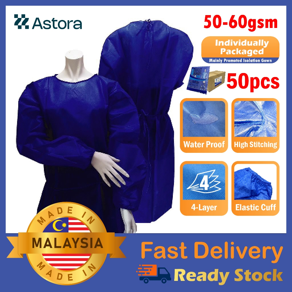 50 PCS PPE - ISOLATION GOWN WITH NON-WOVEN PPE, 隔离衣, BREATABLE GOWN ...