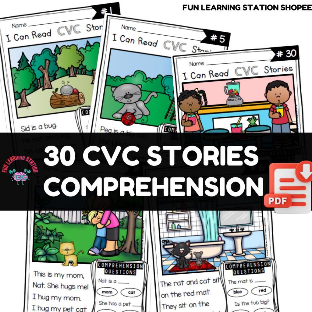 Q29 CVC Stories Reading passages comprehension Sight Words I Bacaan CVC ...