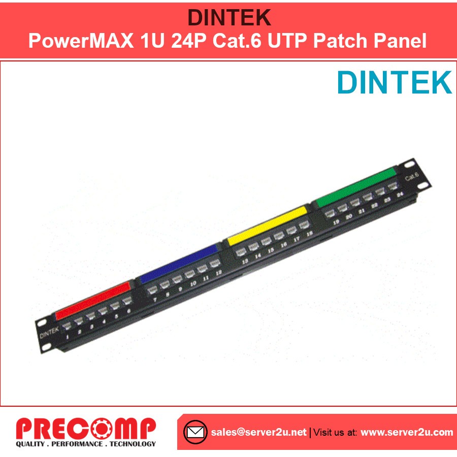 DINTEK PowerMAX 1U 24P Cat.6 UTP Patch Panel (1402-04011) | Shopee Malaysia