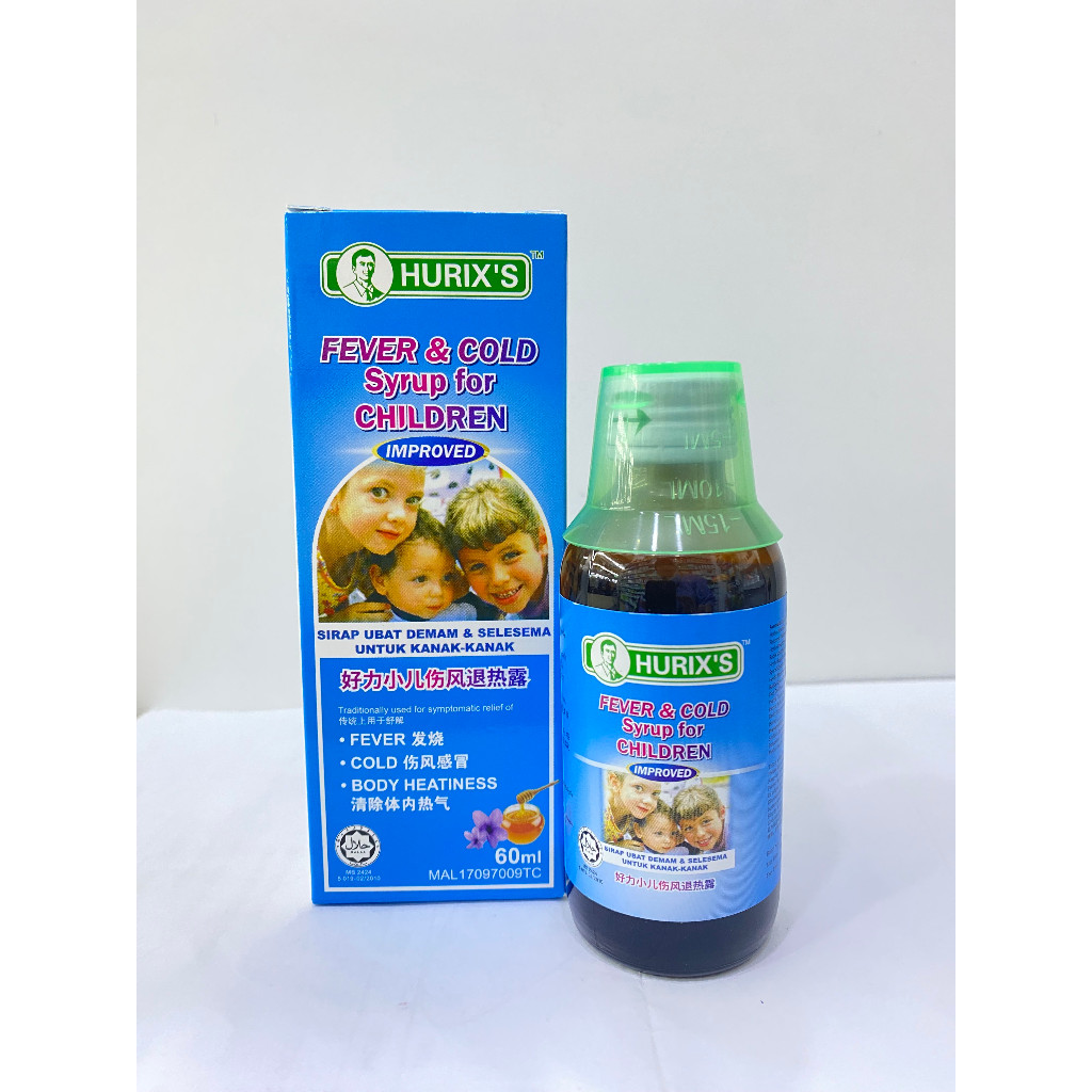 Hurix's Fever & Cold Syrup For Children (Improved) 60ml demam selsema ...