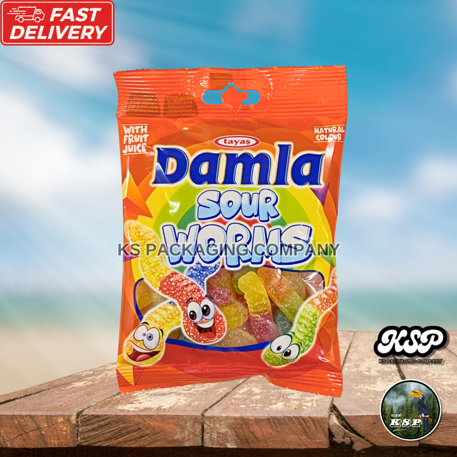 80g Tayas Damla Sour Worms Gummy Candy Halal | Shopee Malaysia