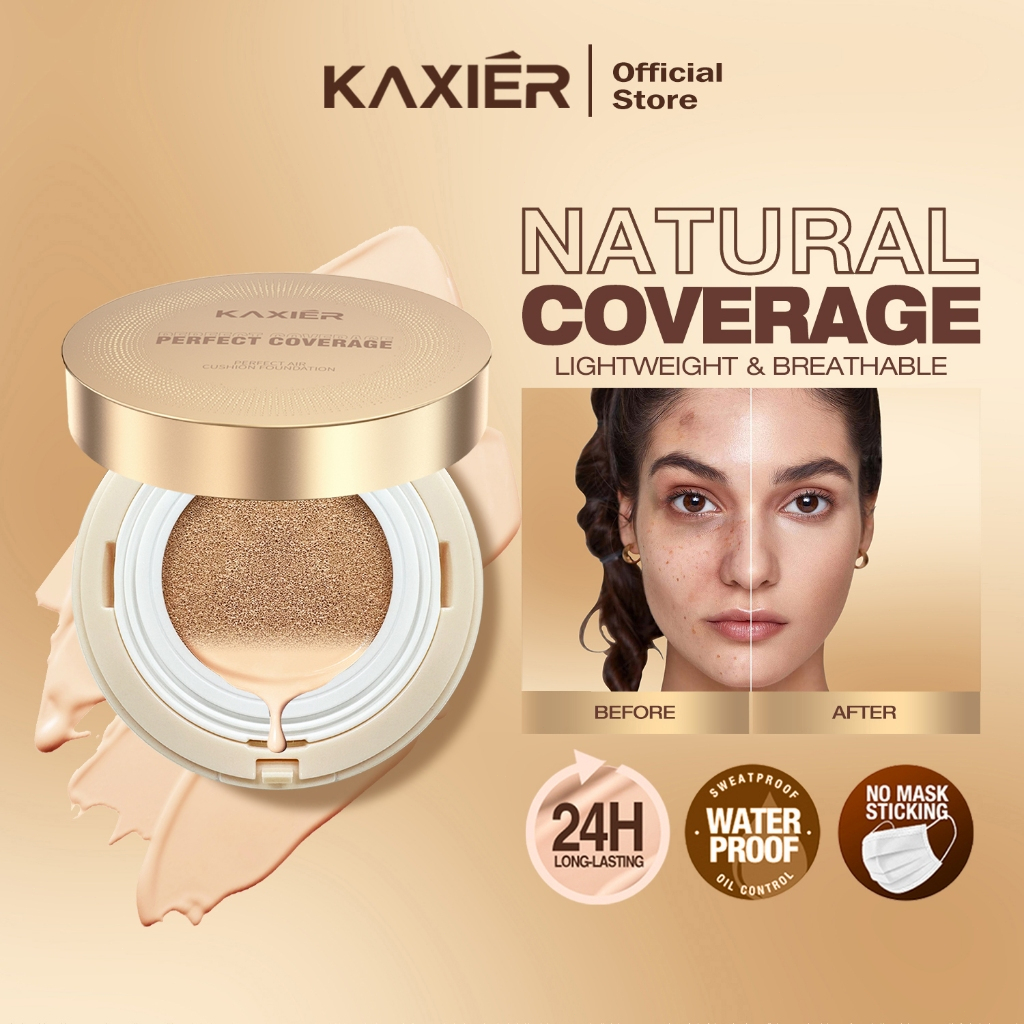 KAXIER Air Cushion Foundation - Tahan Lama SPF 35+ (Kalis Air, Kawal ...