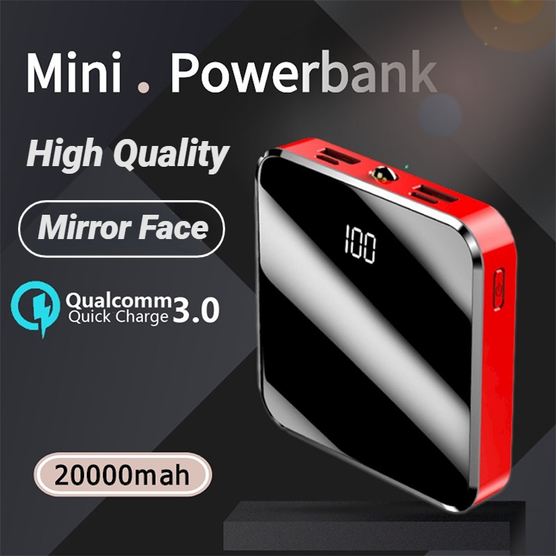 Ready Stock🔥20000mAh Mini Power Bank Fast Charging Mirror LED Screen Powerbank External Battery ...