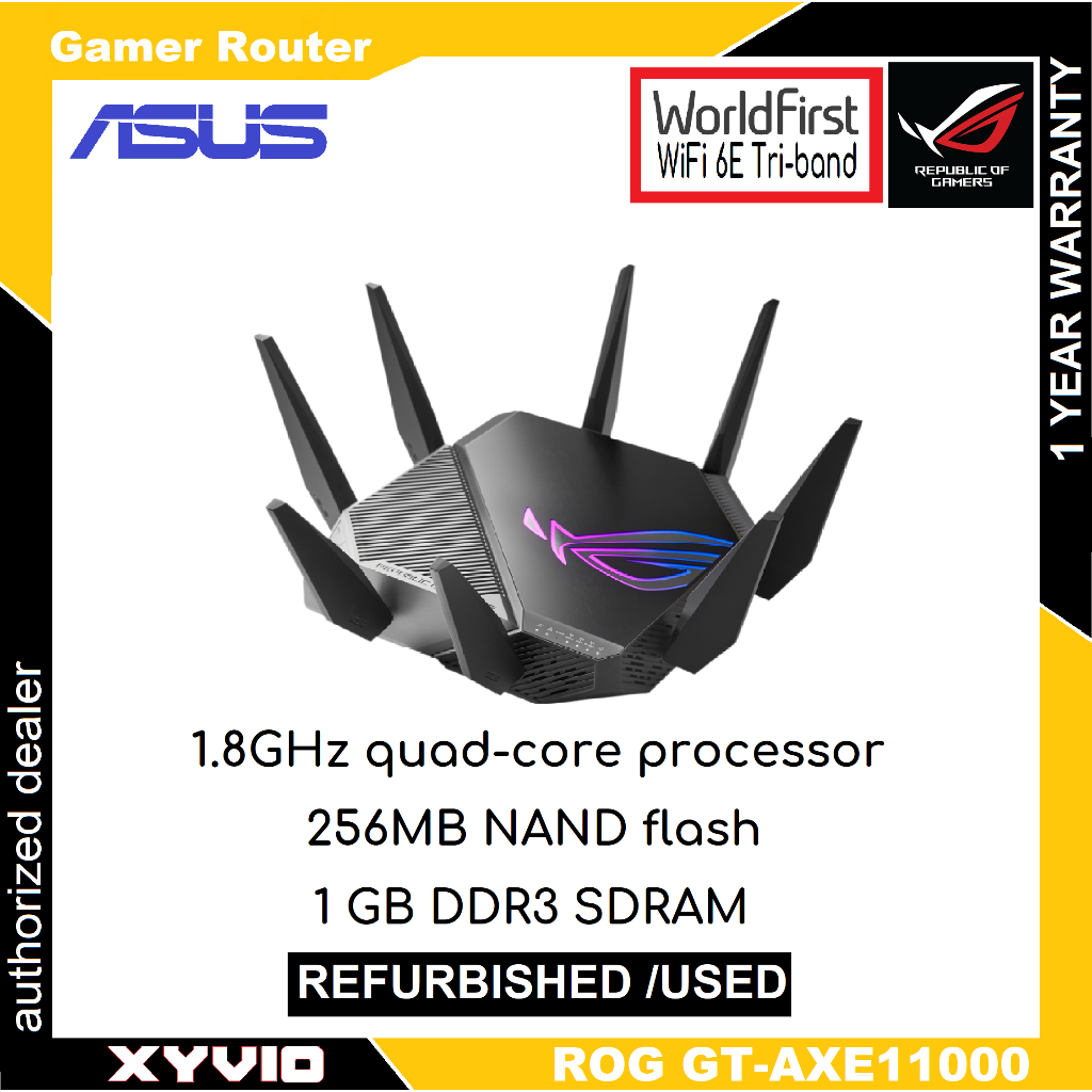 ASUS ROG Rapture GT-AXE11000 Tri-band WiFi 6E Gaming Router ...