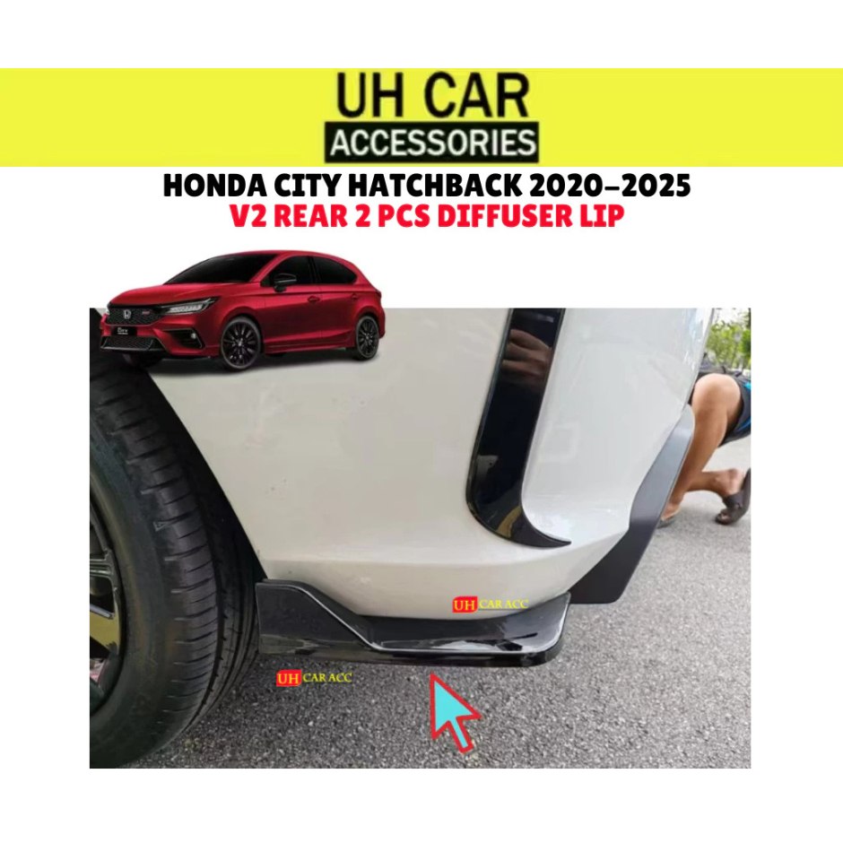 HONDA CITY HATCHBACK 2020-2025 V2 REAR 2 PCS DIFFUSER LIP BODYKIT ...