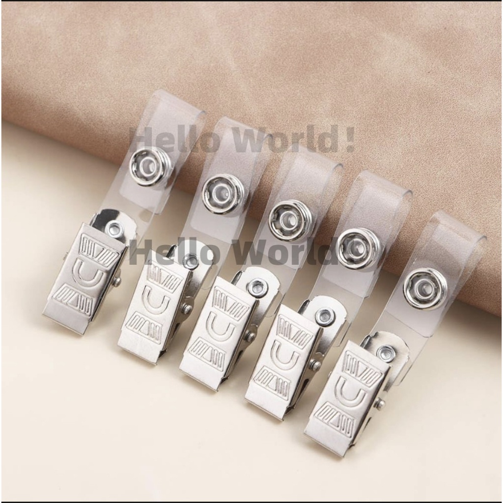 1 PC of ID Card Name Tag Holder Badge Strap Clip with Plastic Clear ID ...