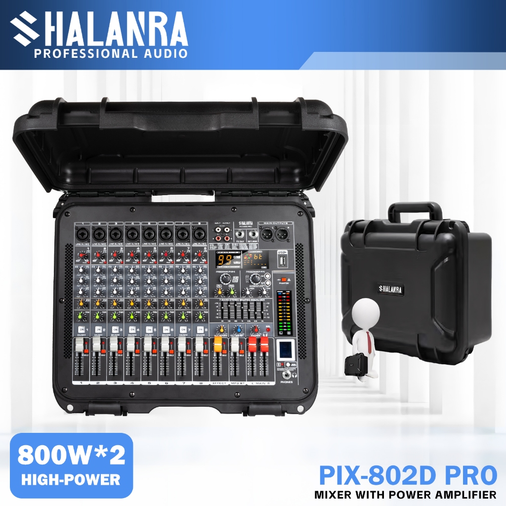 PIX-802D 8-channel power mixer 800Wx2 7-band equalizer 99DSP Bluetooth ...