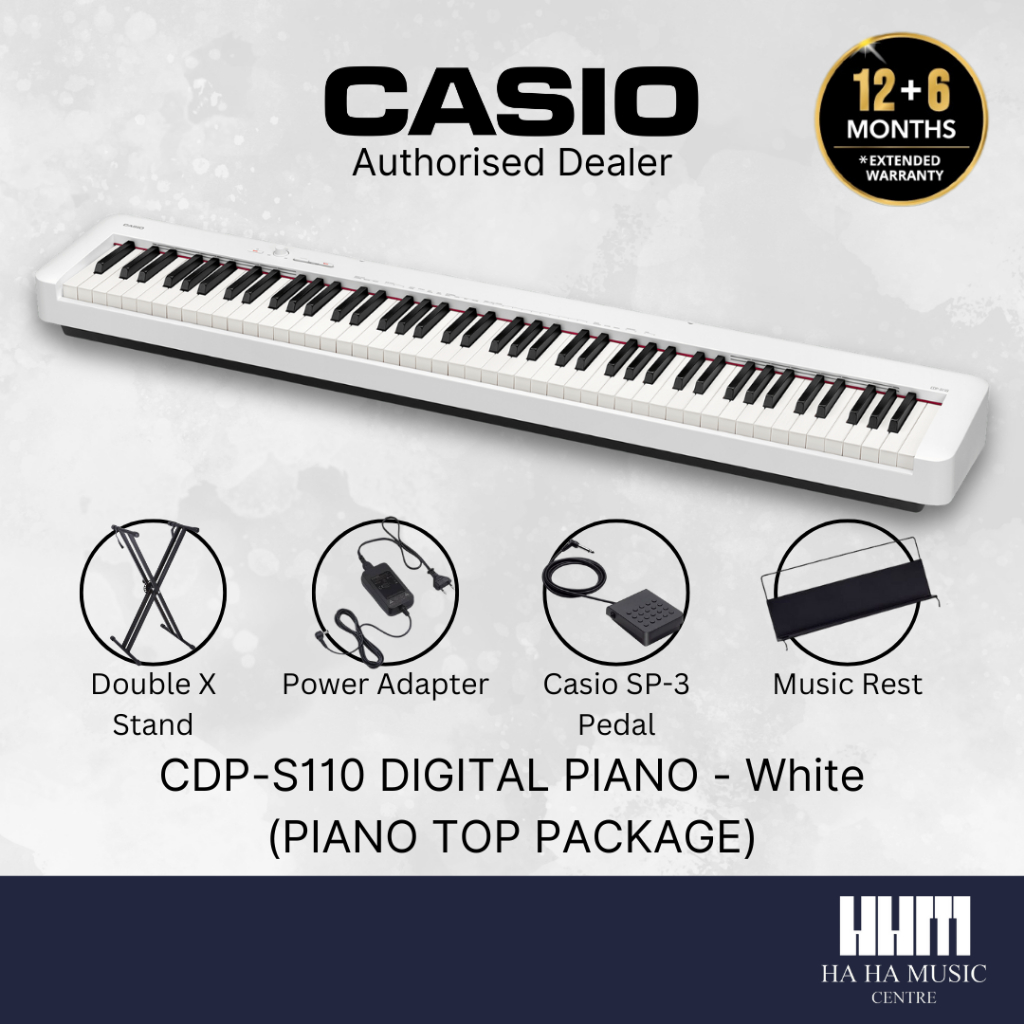 Casio CDP-S110 88-Keys Digital Piano -White (Piano Top Package) (CDP-S110/CDPS110) | Shopee Malaysia