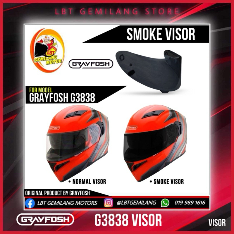GRAYFOSH Helmets [G3838 FLIP UP] Visor Smoke | Shopee Malaysia